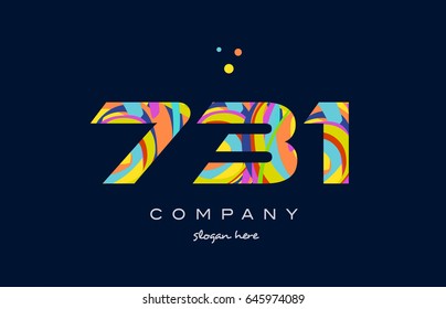 731 Number Digit Numeral Logo Colored Stock Vector (Royalty Free ...