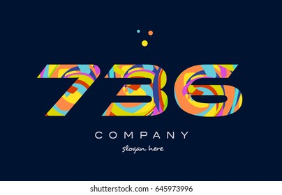 736 Number Digit Numeral Logo Colored Stock Vector (Royalty Free ...