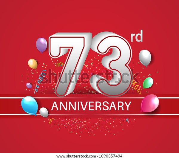 73rd Anniversary Design Red Background Balloons Stock Vector (Royalty ...