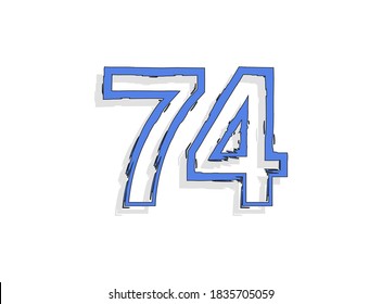 74 Blue Number Hand Drawn Brush Stock Vector (Royalty Free) 1835705059 ...