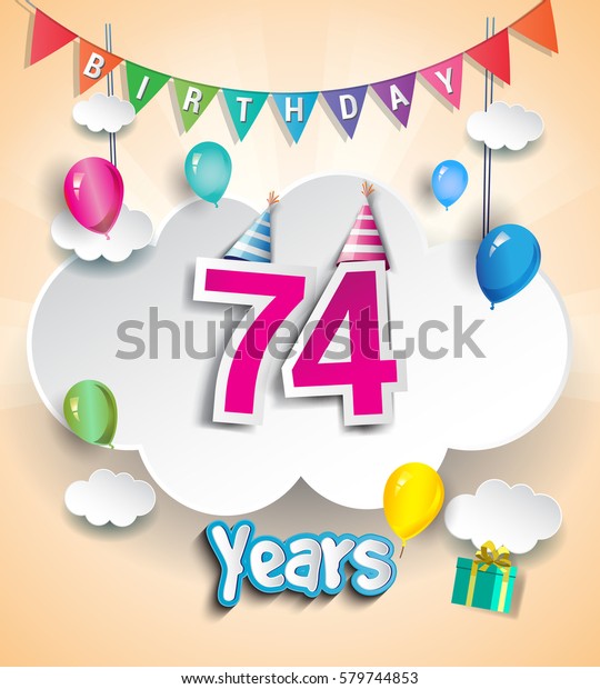 74 Years Birthday Design Greeting Cards Stock Vector (Royalty Free ...