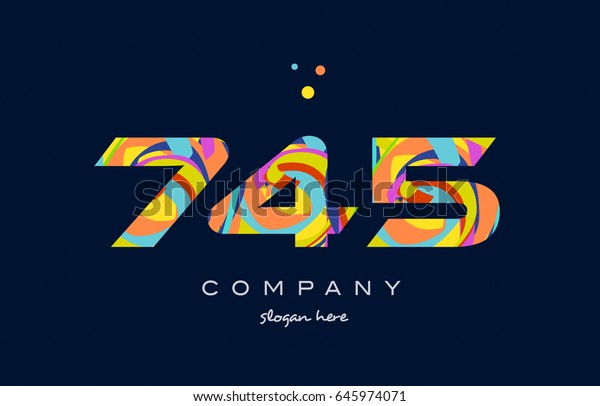 745 Number Digit Numeral Logo Colored Stock Vector (Royalty Free ...