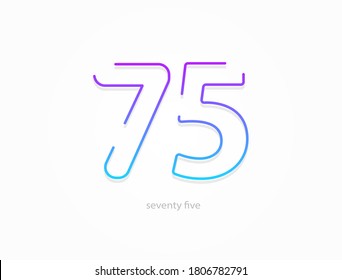 75 Number Outline Stroke Gradient Font: เวกเตอร์สต็อก (ปลอดค่าลิขสิทธิ์ ...