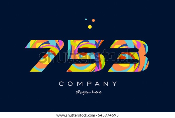 753 Number Digit Numeral Logo Colored: vector de stock (libre de ...