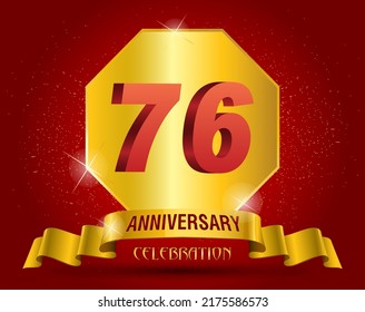 76 Years Anniversary Logo Template Red Stock Vector (Royalty Free ...
