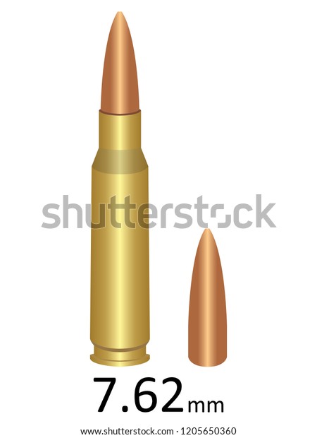 762mm Bullet Projectiles On White Background Stock Vector (Royalty Free ...
