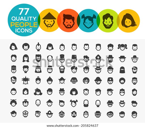 77 High Quality People Icons Stock Vector (Royalty Free) 205824637