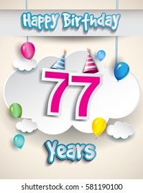 77th Birthday Celebration Design Clouds Balloons Stock Vector (Royalty ...