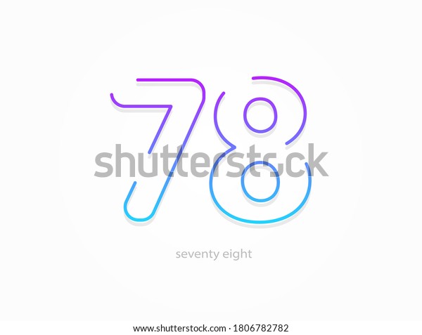78 Number Outline Stroke Gradient Font Stok Vektör (Telifsiz) 1806782782
