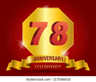 78 Years Anniversary Logo Template Red Stock Vector (Royalty Free ...