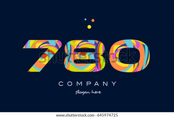 780 Number Digit Numeral Logo Colored Stock Vector (Royalty Free ...