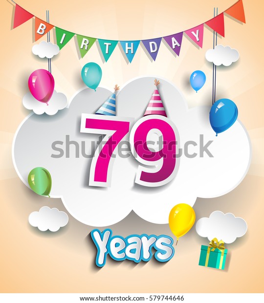 79 Years Birthday Design Greeting Cards Stock Vector (Royalty Free ...