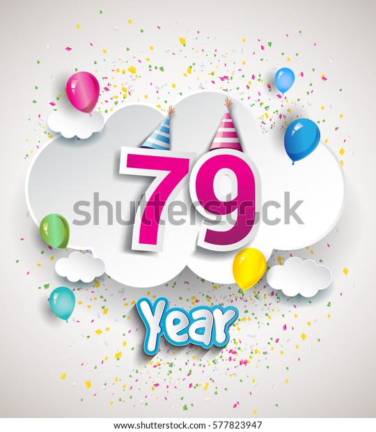 79th Anniversary Celebration Design Clouds Balloons Stock Vector ...