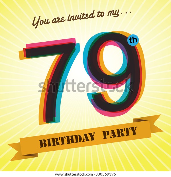 79th Birthday Party Invite Template Design Stock Vector (Royalty Free ...