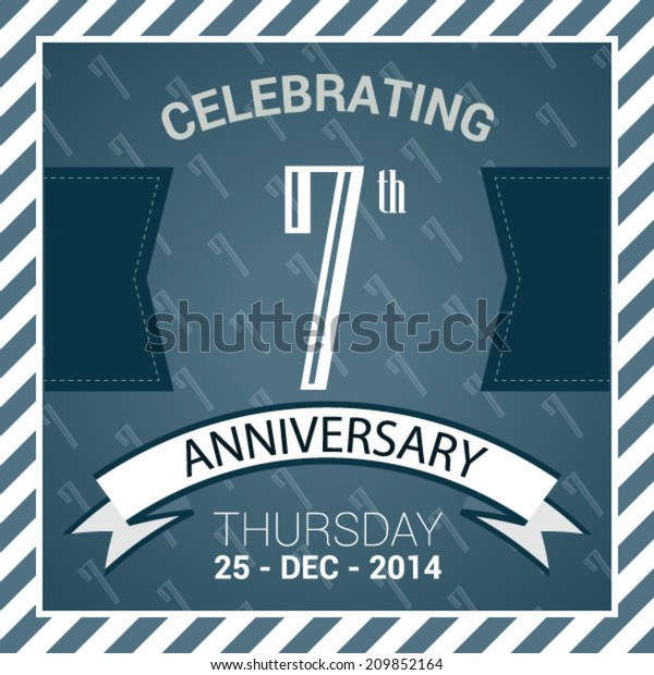 7th Anniversary Poster Template Design Retro Stock Vector (Royalty Free ...