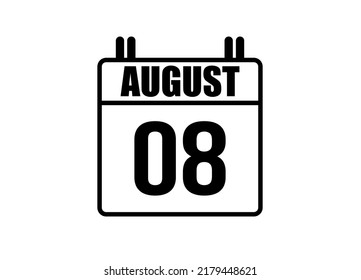 8 August Calendar Simple Calendar Page Stock Vector (Royalty Free ...