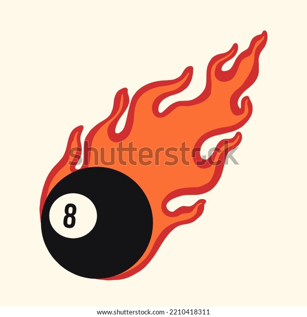8 Ball Fire Retro Vector Illustration Stock Vector (Royalty Free ...