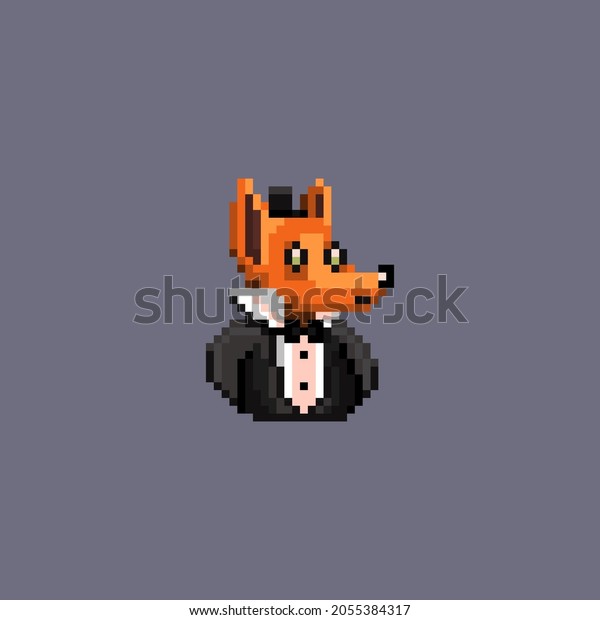8 Bit Fox Gentleman Black Suit Stock Vector (Royalty Free) 2055384317 ...