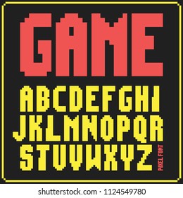 8 Bit Game Font Letters Pixel: เวกเตอร์สต็อก (ปลอดค่าลิขสิทธิ์ ...