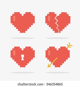 8 Bit Heart Icons Set Vector Stock Vector (Royalty Free) 346354865 ...