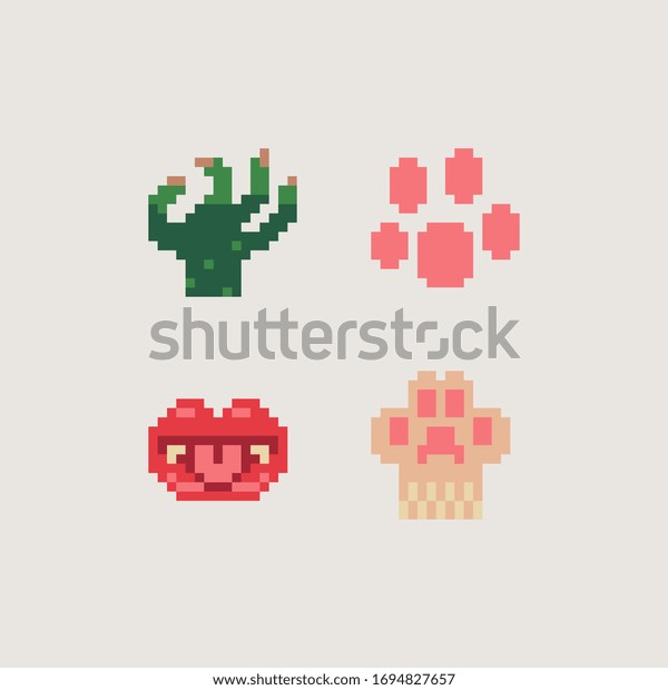 8 Bit Paw Lips Arm Pixel Stock Vector (Royalty Free) 1694827657 ...