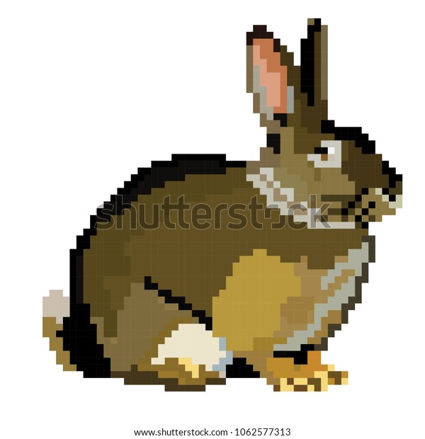8 Bit Pixel Art Rabbit Icon: vector de stock (libre de regalías ...