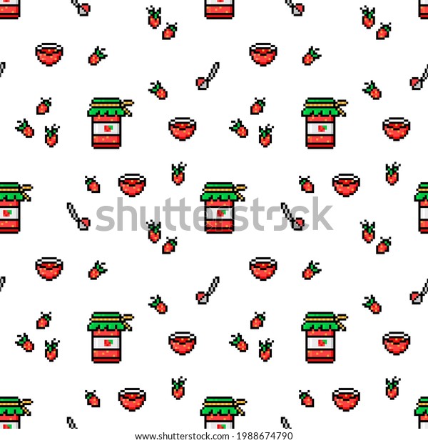 8 Bit Pixel Art Strawberry Jam Stock Vector (Royalty Free) 1988674790 ...