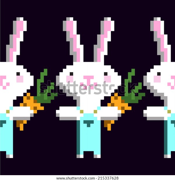 8 Bit Pixel Funny Rabbit Seamless Stock Vector (Royalty Free) 215337628 ...