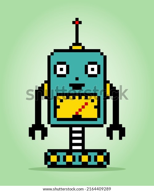 Un robot de 8 bits en : image vectorielle de stock (libre de droits ...