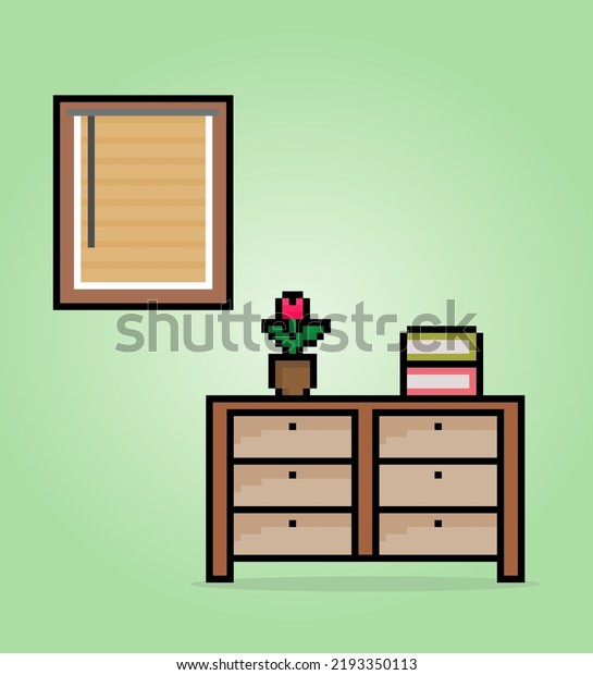 8 Bit Pixel Wooden Desk Window Stock Vector (Royalty Free) 2193350113 ...