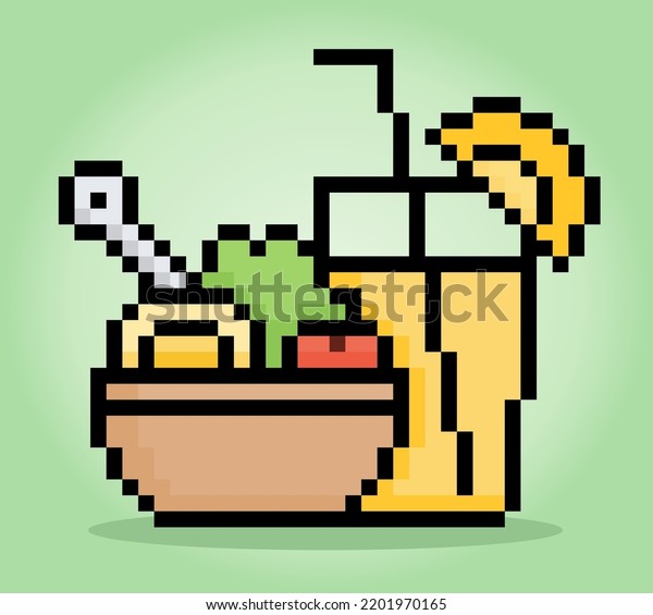 8 Bit Pixels Healthy Food Bowl Stock Vector (Royalty Free) 2201970165 ...