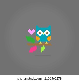 8 Bit Pixels Owl On Tree Stock Vector (Royalty Free) 2106563279