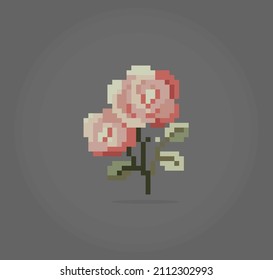 8 Bit Pixels Rose Flowers Asset Stock Vector (Royalty Free) 2112302993