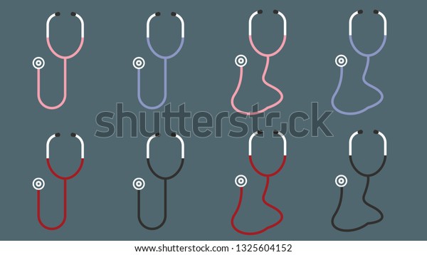 8 Different Modern Stethoscope Illustrations Vectors Stock Vector ...
