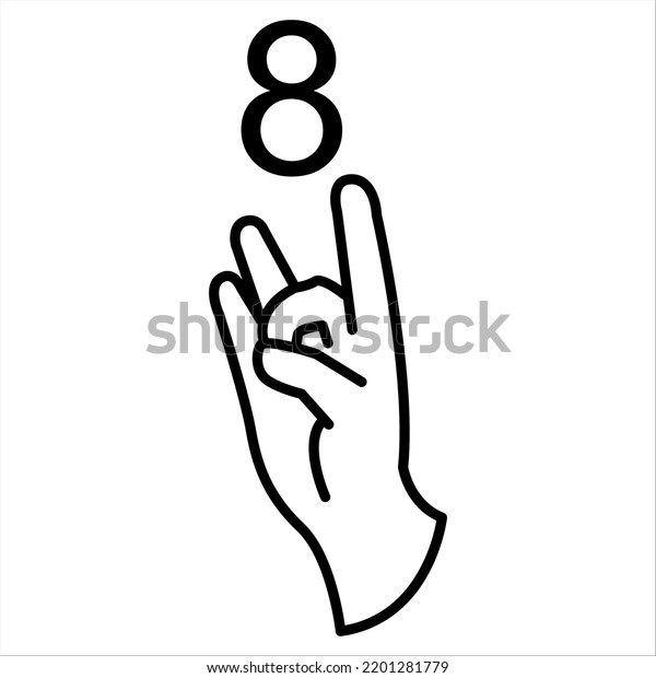 8 Eight Hand Sign Deaf Language Stock Vector (Royalty Free) 2201281779 ...