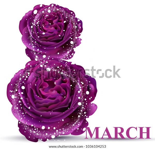 8 March Roses Vector Realistic Women Stock Vector (Royalty Free ...