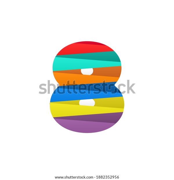 8 Number Logo Colorful Diagonal Lines Stock Vector (Royalty Free ...