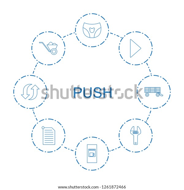 8 Push Icons Trendy Push Icons: เวกเตอร์สต็อก (ปลอดค่าลิขสิทธิ์ ...