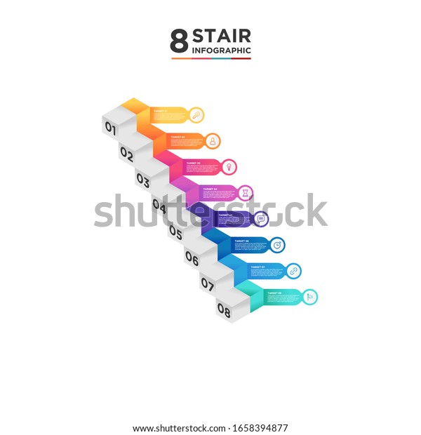 8 Stair Step Timeline Infographic Element Stock Vector (Royalty Free ...