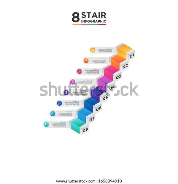 8 Stair Step Timeline Infographic Element Stock Vector (Royalty Free ...
