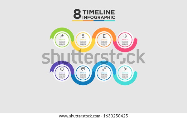8 Step Timeline Infographic Element Business Stock Vector (Royalty Free ...
