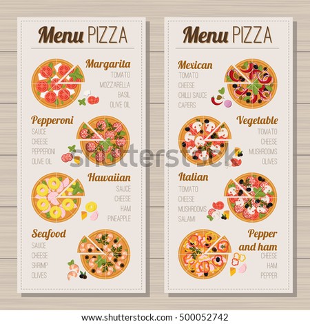 8 Types Pizza Design On Light Image vectorielle de stock (libre de ...