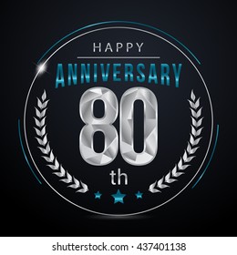 80 Silver Anniversary Logo Low Poly: vector de stock (libre de regalías ...