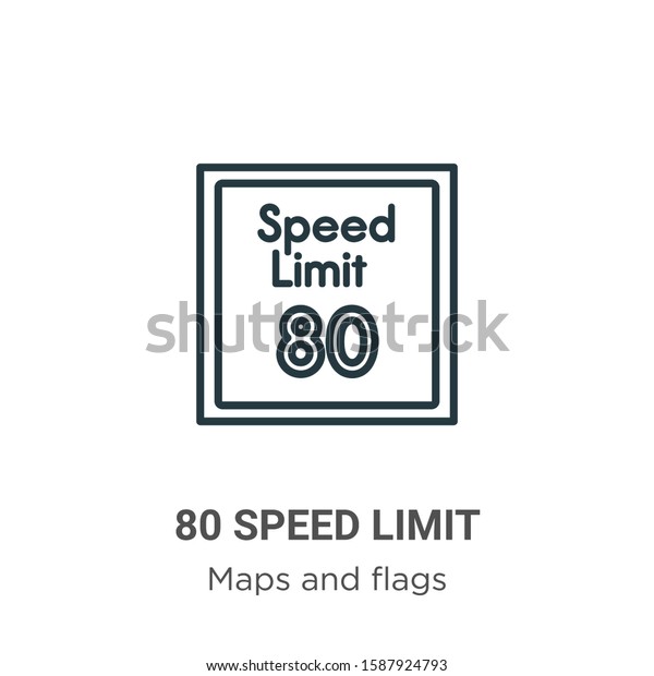 80 Speed Limit Outline Vector Icon Stock Vector (Royalty Free ...