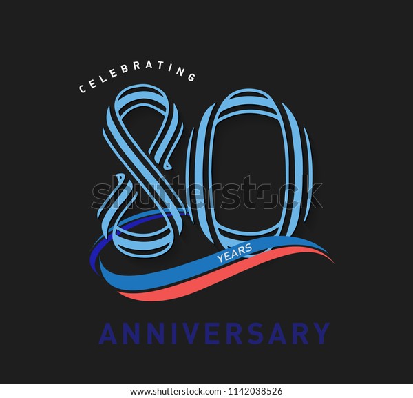 80 Years Anniversary Ribbon Shape Numbers Stock Vector (Royalty Free ...