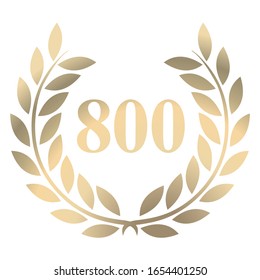 800th Gold Laurel Wreath Vector Isolated Stock Vector (Royalty Free ...