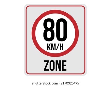 80km H Speed Limit Zone Vector Stock Vector (Royalty Free) 2170325495 ...