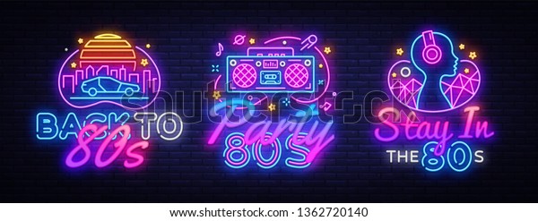 80s Collection Neon Signs Vector Back Stock Vector (Royalty Free ...