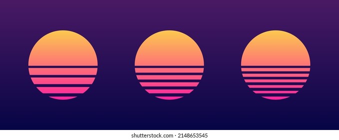 80s Neon Abstract Sunset Background Neon Stock Vector (Royalty Free ...