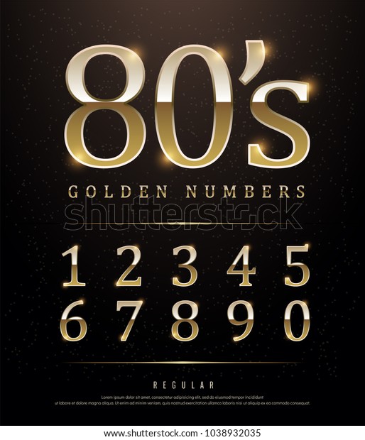 80s Retro Elegant Numbers Gold Colored Stock Vector (Royalty Free ...